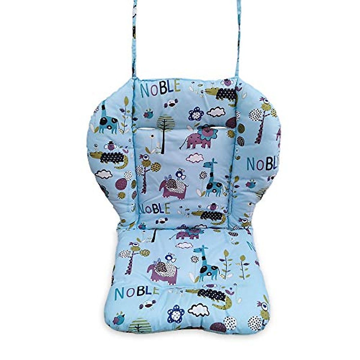 Kocpudu High Chair Cushion, Baby High Chair Cushion, Pad for High Chair, Soft and Comfortable, Lightweight and Breathable,Making The Baby More Comfortable (Jungle Animal Pattern on Blue Background)