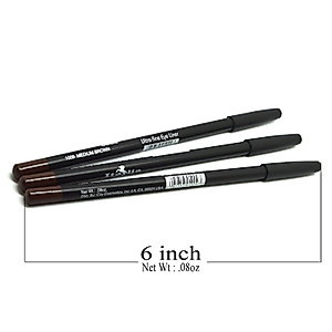 3 Pcs x Italia 1009 Medium Brown Ultra Fine Eye liner Pencil Lip Eyeliner Set + Earring
