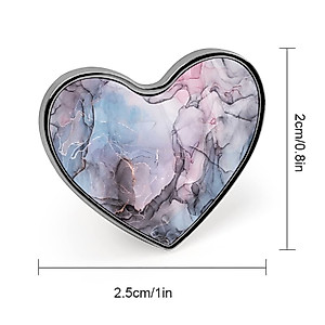 Mixing Acrylic Paints Modern Fluid Alcohol Ink Art Marble Stone Heart Brooch Pin, Unisex Smooth Surface Lapel Tie Pin, Lightweight Badge Jewelry Crafts Decor for Costume Accessory Men Women