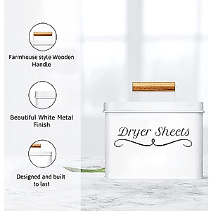 Dryer sheet holder Dispenser Box Container | Modern farmhouse dryer sheet container for laundy room accesories and decor with lid| White