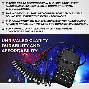 Seismic Audio Speakers 12 Channel Low Profile XLR Send Sub Snake Cable, XLR Splitter Cable, 25 Feet