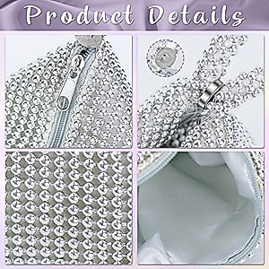 Hysagtek Silver Purse for Women, Small Silver Rhinestone Purse Sparkly Bag, Sparkly Purses, Rhinestone Clutch, Sequin Purse, Silver Clutch Purses for Women Evening Wedding Party, Mini Size