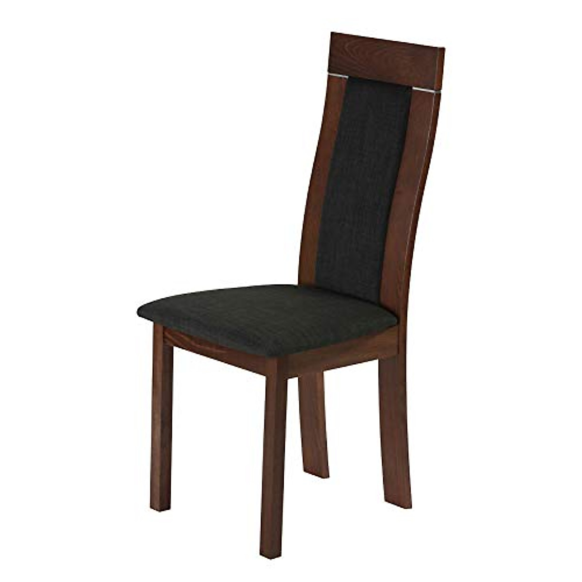 Cortesi Home Tia Walnut Finish Dining Chair in Charcoal Fabric, Set of 2, Brown