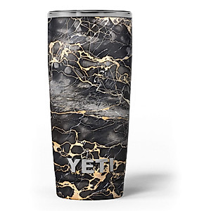 Design Skinz Black and Gold Marble Surface - Skin Decal Vinyl Wrap Kit Compatible with The Yeti Rambler Cooler Tumbler Cups