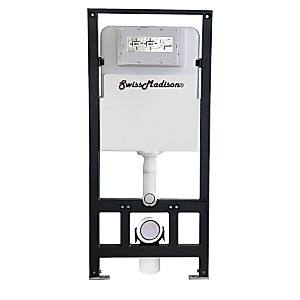 Swiss Madison Well Made Forever SM-WT449 St. Tropez Wall Hung Toilet (Glossy White) and SM-WC426 Toilet Tank Carrier