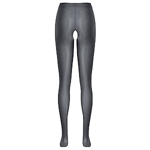 TiaoBug Womens Glossy Oil Yoga Pants Tights Training Sports Fitness Leggings Pantyhose Dark Grey XX-Large