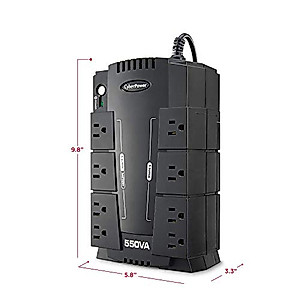 CyberPower CP550SLG Standby UPS System, 550VA/330W, 8 Outlets, Compact