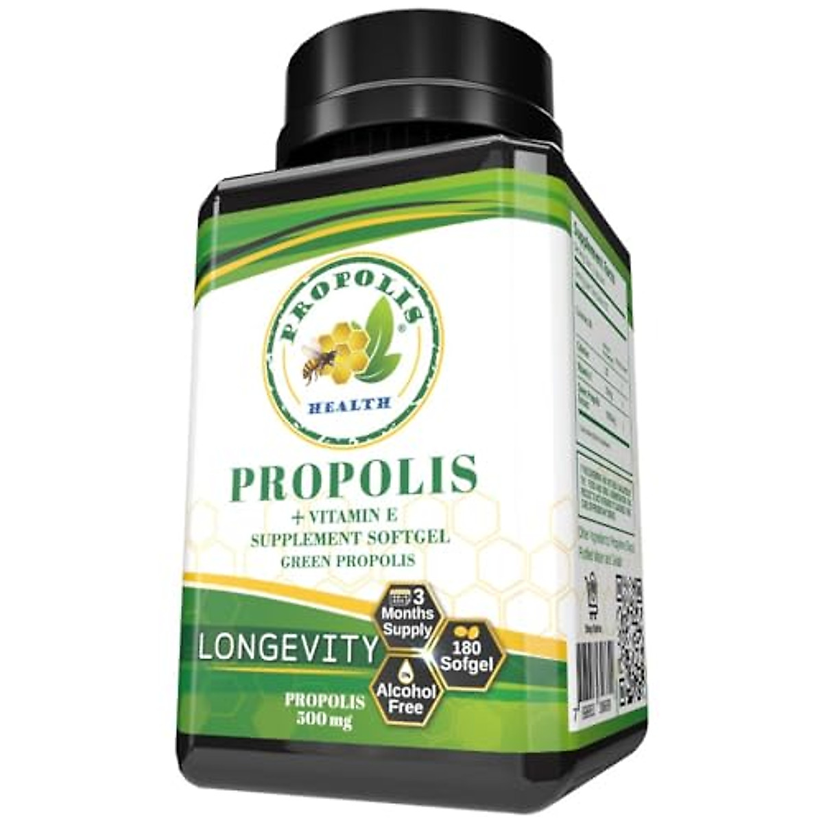 Propolis Health Propolis Capsules 1000mg-Daily with Vitamin E Per 2 Capsules - Brazilian Green Propolis Extract - Immune Booster 50 Days Supply Propolis Capsules (180 Capsules)