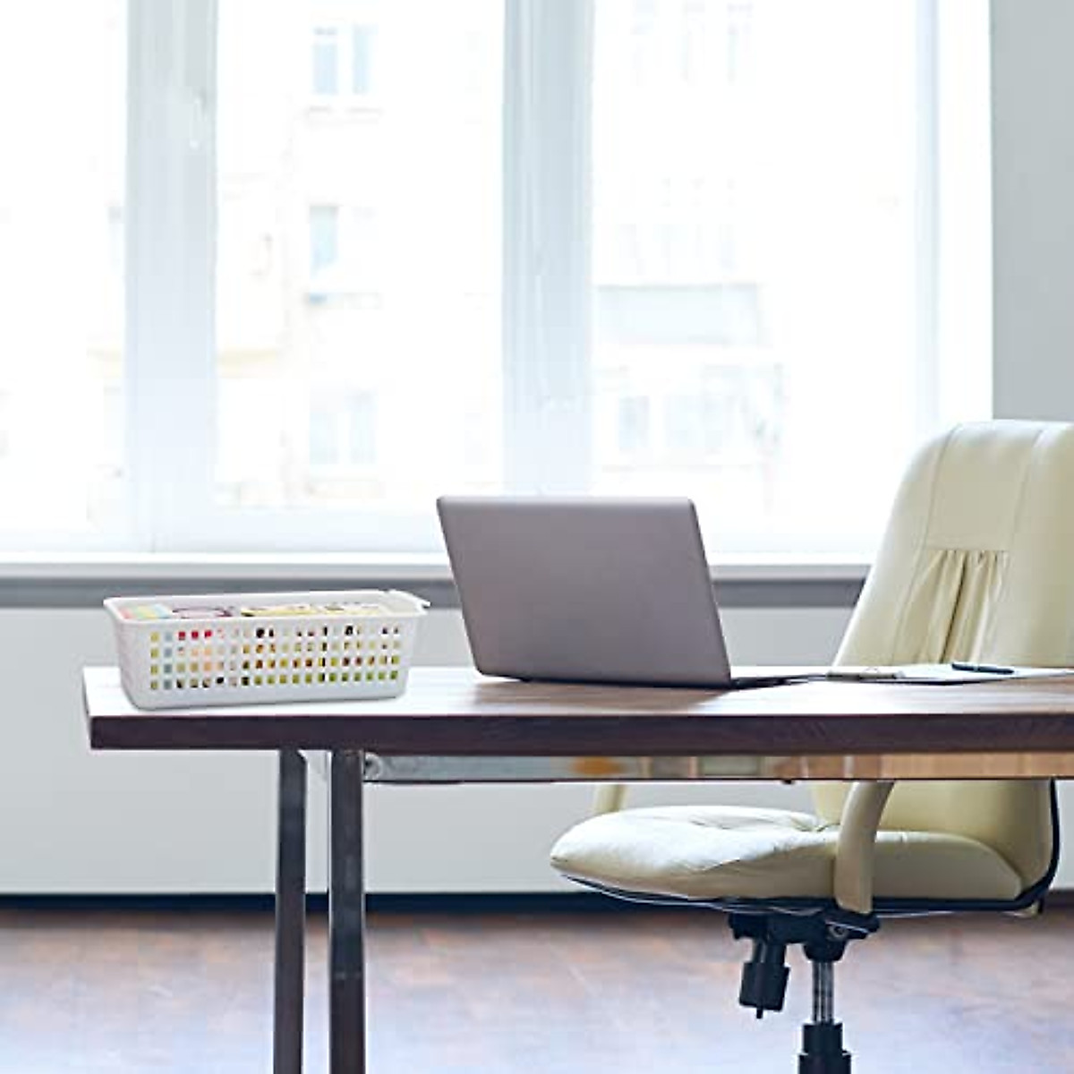 Yarebest 6-Pack White Plastic Storage Basket, Small Storage Bins