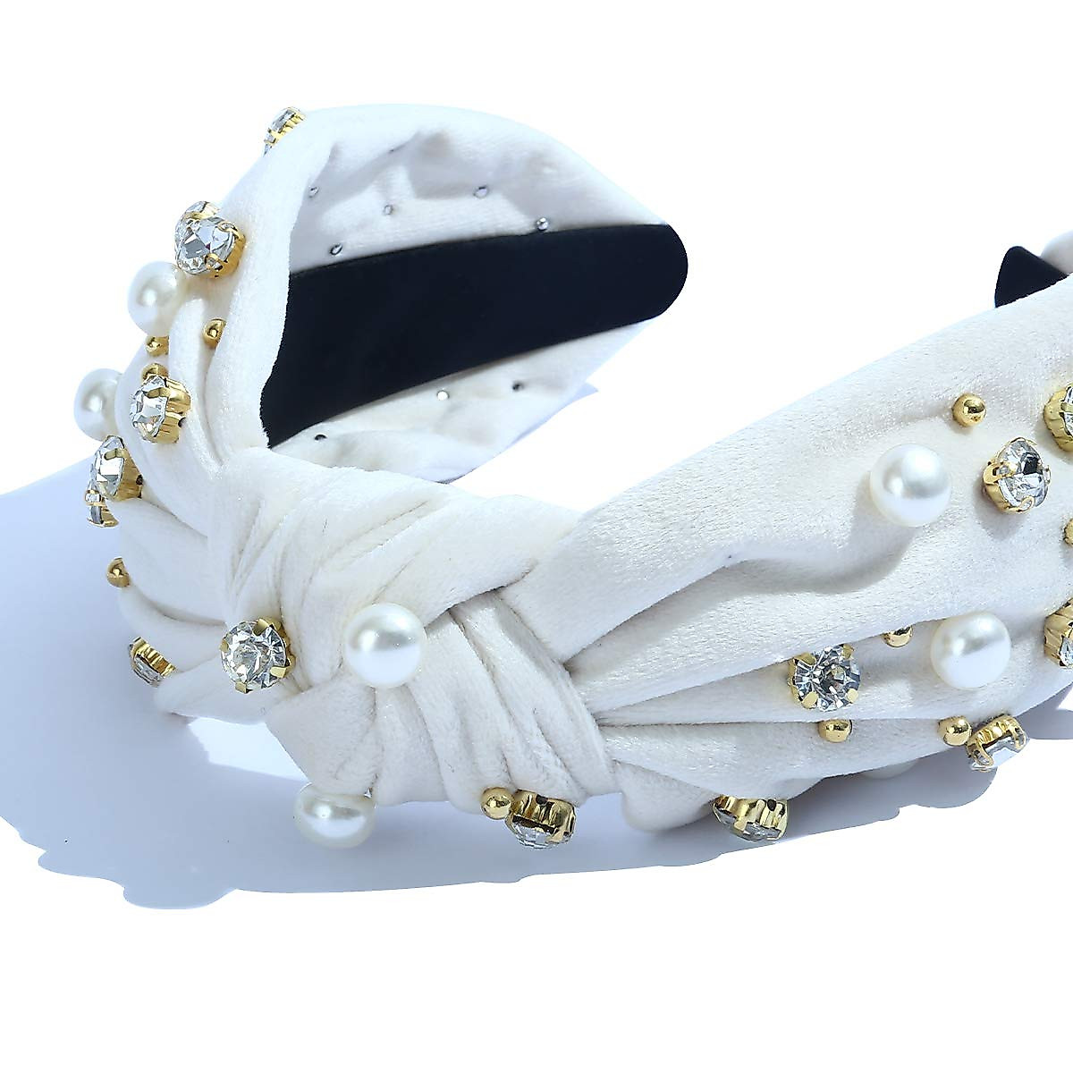 FEDANS Pearly Crystal Knotted Women Headband Luxury Jeweled Embellished Top Hairband Fashion Elegant Ladies Hair Band