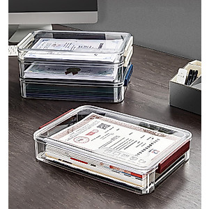 ZeJlo Plastic Storage Containers with Lids, Clear Storage Bins with Lids, 3 PCS Plastic File Box, Plastic Storage Box for Organizing A4 Paper, Photo, Document, Scrapbook, Small Toys, etc