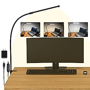 LED Desk Lamp, Touch Control Desk Lamp with 10 Levels Brightness, Dimmable Office Lamp with Adjustable Arm, 11" Wide Office Eye Protection Light 900LM Large Bright Desk Lights with Stepless Dimming