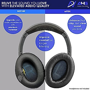 AHG Premium SoundLink AE2 Ear Pads Cushions Compatible with Bose SoundLink AE2 / Bose SoundLink Around Ear ii Wireless Headphones (Black). Premium Protein Leather | Extra Thick Soft High-Density Foam