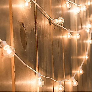 Pallerina 25FT G40 Outdoor String Lights with 27 Globe Clear Bulbs(2 Spare) Patio String Lights Outdoor Waterproof for Party Wedding Garden Commercial Decoration, 5 Watt Bulbs E12 Base- White Wire