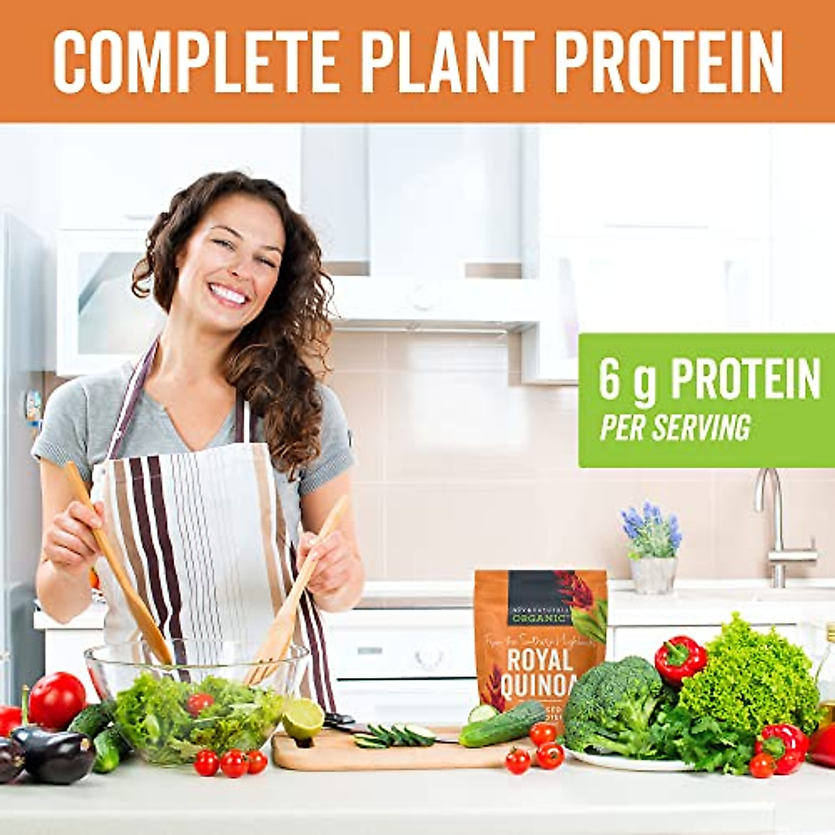 Viva Naturals Organic Quinoa, 4 lb - Plant Based Protein, Fiber and Iron - Pre-Washed Whole Grain Rice and Pasta Substitute for Quinoa Salad - USDA Organic, Gluten Free, Vegan, Non-GMO and Kosher