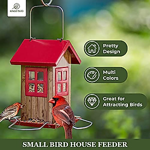 Kingsyard Cute Bird House Feeders for Outside, Hanging Metal Bird Feeder with 4 Ports, Outdoor Garden Decorations for Bird Watching