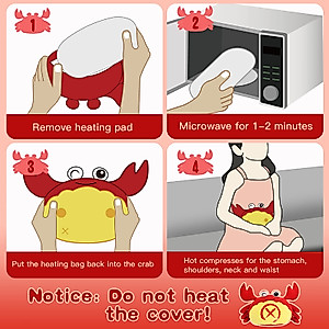 18.5" Crab Microwave Heating Pads, Removable Filling Stuffed Animal Heating Pads.Microwavable Heating Pads with Lavender Scented, Comfort Gifts for Women and Girls