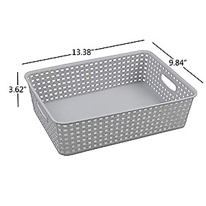 Dehouse Rectangular Plastic Storage Baskets Tray, Grey, Set of 4