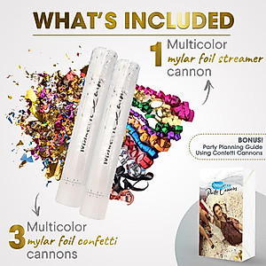 Multicolor Confetti Poppers 4 Pack | Confetti Cannon Party Poppers Confetti Shooter for Event Birthday Celebration | Bulk Streamer Blaster Cannon Launcher | Large Glitter Prank Package Gun Tube Stick