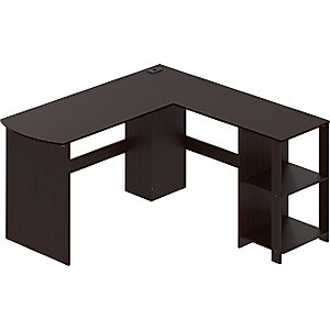 SHW L-Shaped Home Office Wood Corner Desk, Espresso