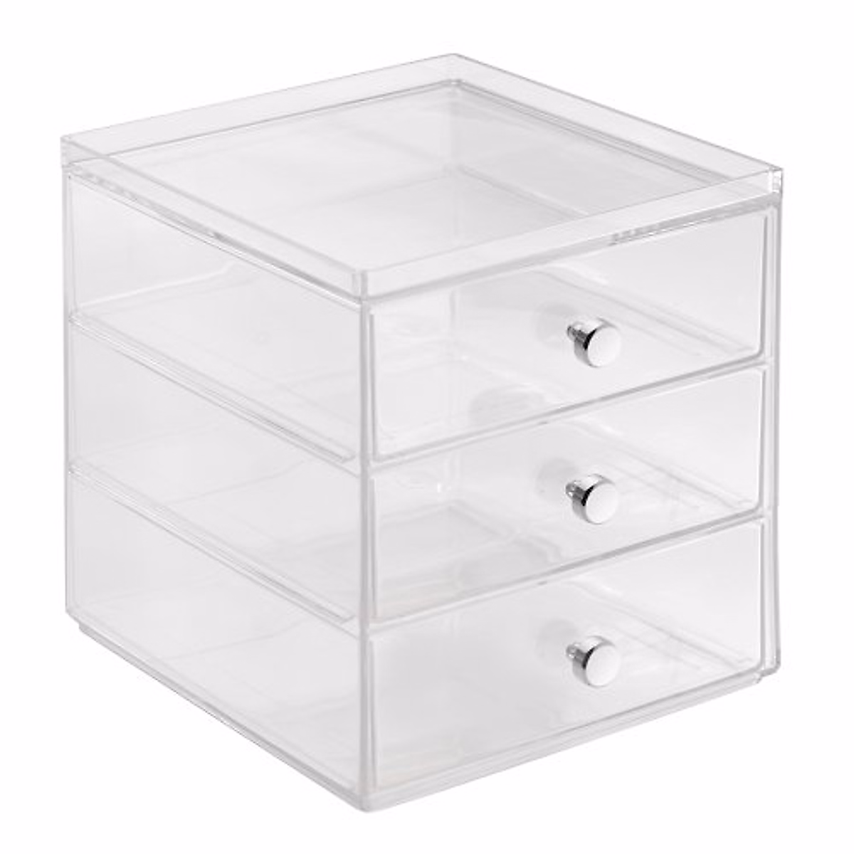 InterDesign Clarity Cosmetic Organizer for Vanity Cabinet to Hold Makeup, Beauty Products - 3 Drawer, Clear