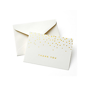 Gartner Studios Gold Foil Dots Thank You Cards, Ivory, 3.5” x 5”, Set of 50 (13745)