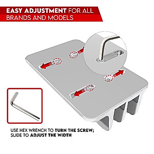 Dual Vertical Laptop Stand with New Smart Phone Slot; Compact Space-Saver Rack Expands Work Area. Strong Aluminum Adjustable Stand Holds Your Devices Securely