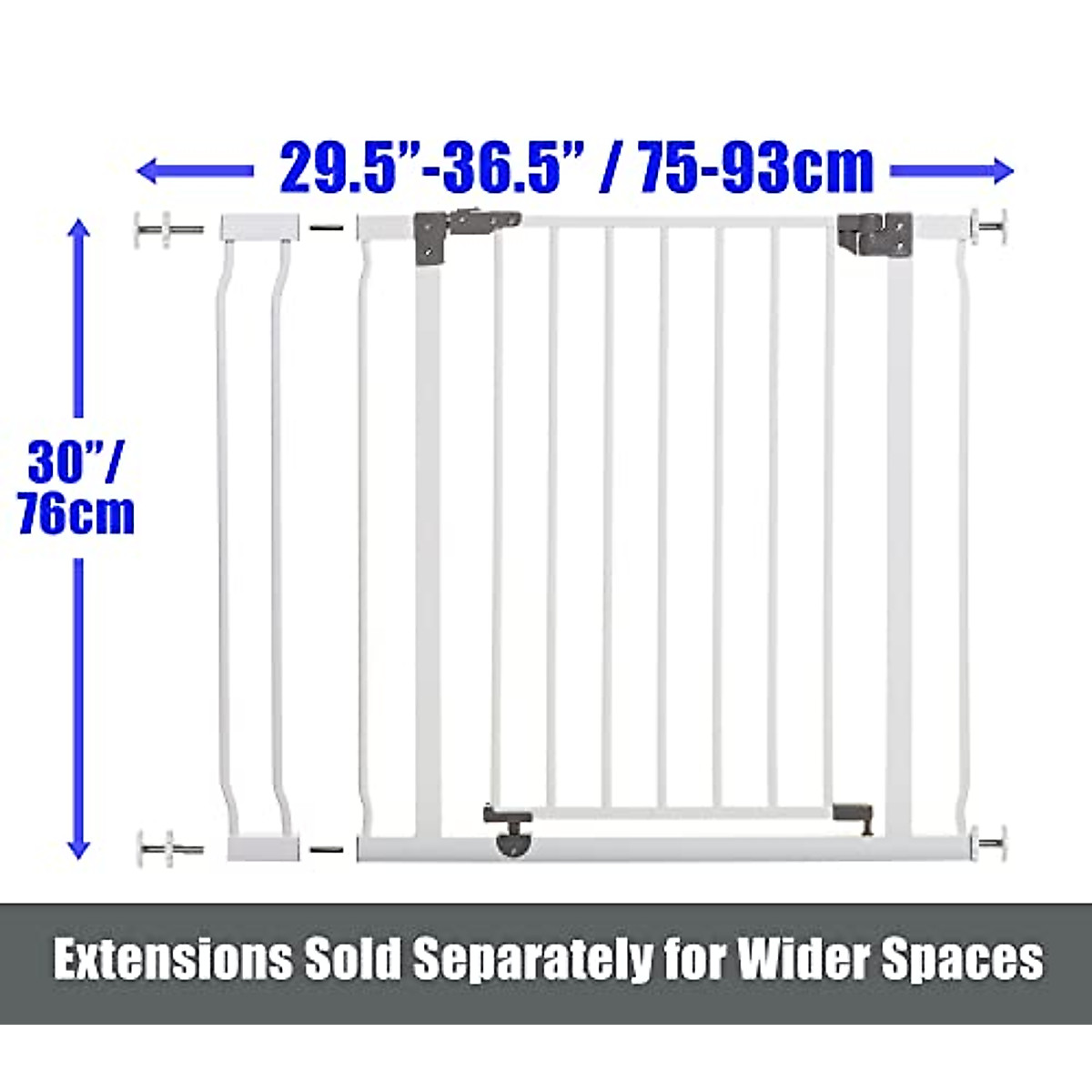 Dreambaby Liberty Walk Thru Auto Close Baby Safety Gate Set - with 3.5inch Extension Panel - Fits 29.5-36.5inch Openings - Pressure Mounted Security Gates - Model L776 - White