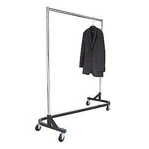 Econoco Commercial Garment Rack (Z Rack) - Rolling Clothes Rack, Z Rack With KD Construction With Durable Square Tubing, Commercial Grade Clothing Rack, Heavy Duty Chrome Commercial Garment Rack - Bla