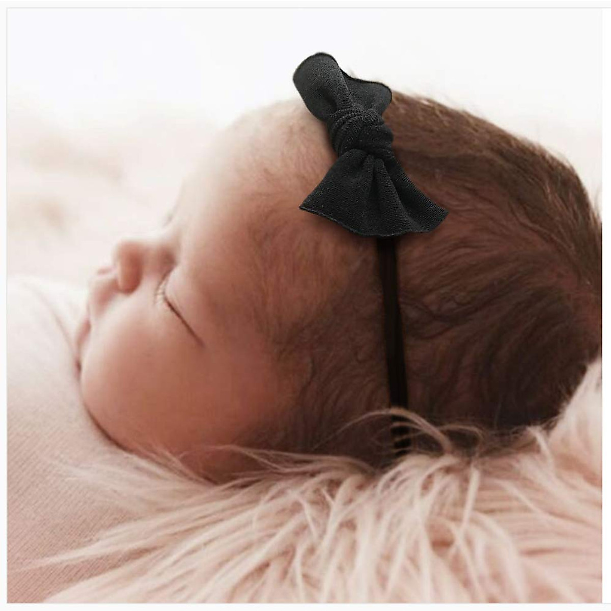 Cherssy Newborn Headbands and Hair Bows, 10pcs Super Soft Nylon Hairbands for Baby Girls