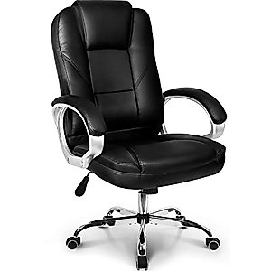 NEO CHAIR Office Chair Computer Desk Chair Gaming - Ergonomic High Back Cushion Lumbar Support with Wheels Comfortable Jet Black Leather Racing Seat Adjustable Swivel Rolling Home Executive