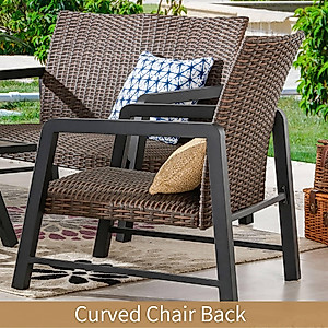 PatioFestival Patio Conversation Set 4Pcs Wicker Outdoor Furniture Sets with Quick-Drying Internal Cushion All Weather Frame