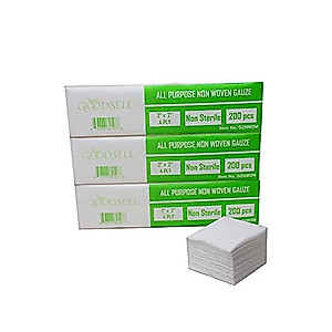600 PCS (2" X 2") Premium 4-ply Non-Woven, Non-Sterile Sponge Gauze Pad- Dental, Salon, All Purpose Gauze Sponges Pads -(3 Packs x 200 Counts) -White