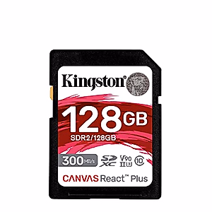 Kingston Canvas React Plus 128GB SD Card | SDXC UHS-II | 300R/260W U3 V90 | Full HD/4K/8K | SDR2/128GB