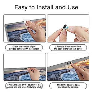 FadyDail Laptop Camera Cover Slide 8Pcs, Ultra Thin Webcam Cover Computer Camera Cover Slide Camera Blocker Camera Privacy Slider Phone Camera Cover for iPhone iPad MacBook (Black)