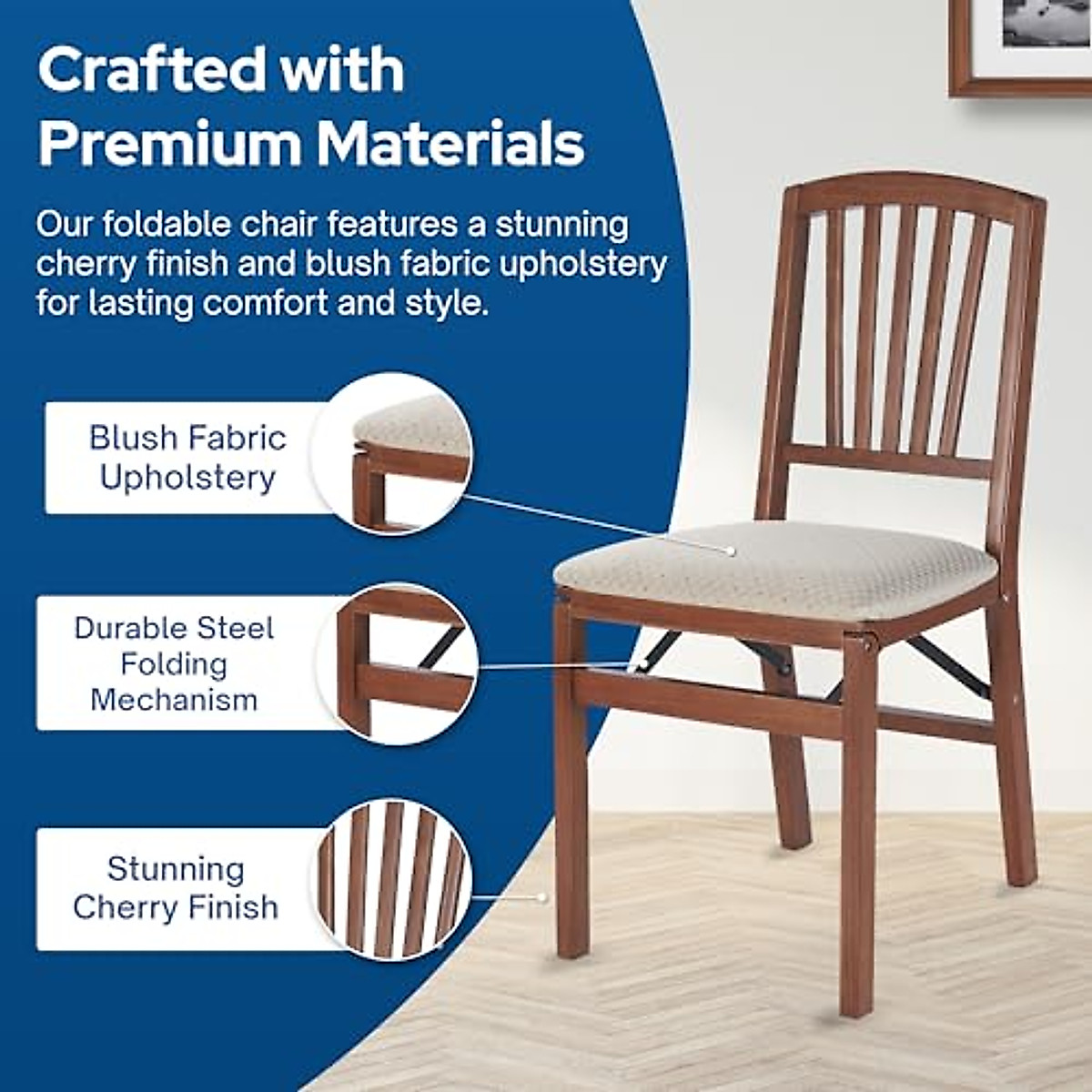 Stakmore Slat Back Folding Chair Finish, Set of 2, Cherry