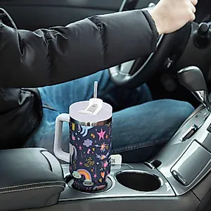 MCHIVER Unicorns 40 oz Tumbler with Handle and Straw Stainless Steel Vacuum Water Bottle Leak-proof Travel Coffee Mug Insulated Water Bottle for Office Car Home
