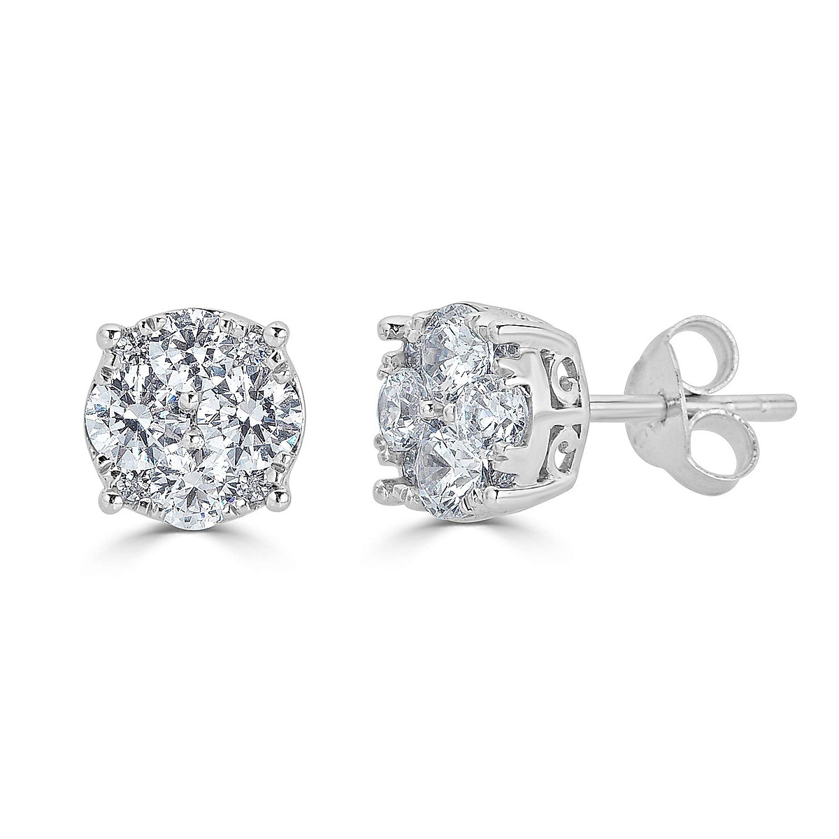 Women Round Diamond Stud Earrings Set In 925 Sterling Silver | Natural or Lab Grown | White or Yellow | Independent Lab Certified | Hypoallergenic (0.50 Carats TW, 925 Silver (NATURAL DIAMOND))