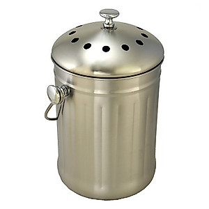 Clean Air Commerce Brushed Stainless Steel Compost Pail & Indoor Kitchen Bin