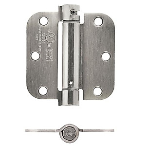 Amazon Basics Self-Closing Door Hinge, 3.5 Inch x 3.5 Inch, 1 Piece, Satin Nickel