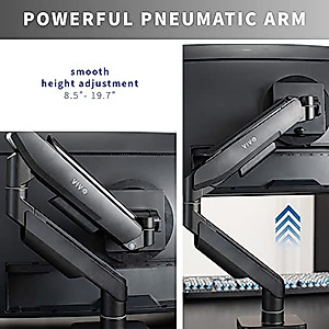 VIVO Premium Aluminum Single Gaming Monitor Arm for Ultrawide Screens up to 49 inches and 44 lbs, Heavy Duty Desk Mount Stand, Pneumatic Height, Max VESA 100x100, Black, STAND-V100D