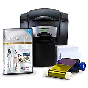Complete AlphaCard ID Card Printer Bundle: AlphaCard Pilot ID Printer, AlphaCard ID Software, ID Supplies-Pilot Printer