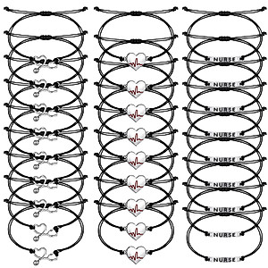 Yinkin 24 Pcs Nurse Gifts for Women Nurse Appreciation Bracelet Gifts with Blessing Card Stethoscope Heart RN Bracelet School Nursing Student Gifts Practitioner Graduation Jewelry for Nurses Men Week