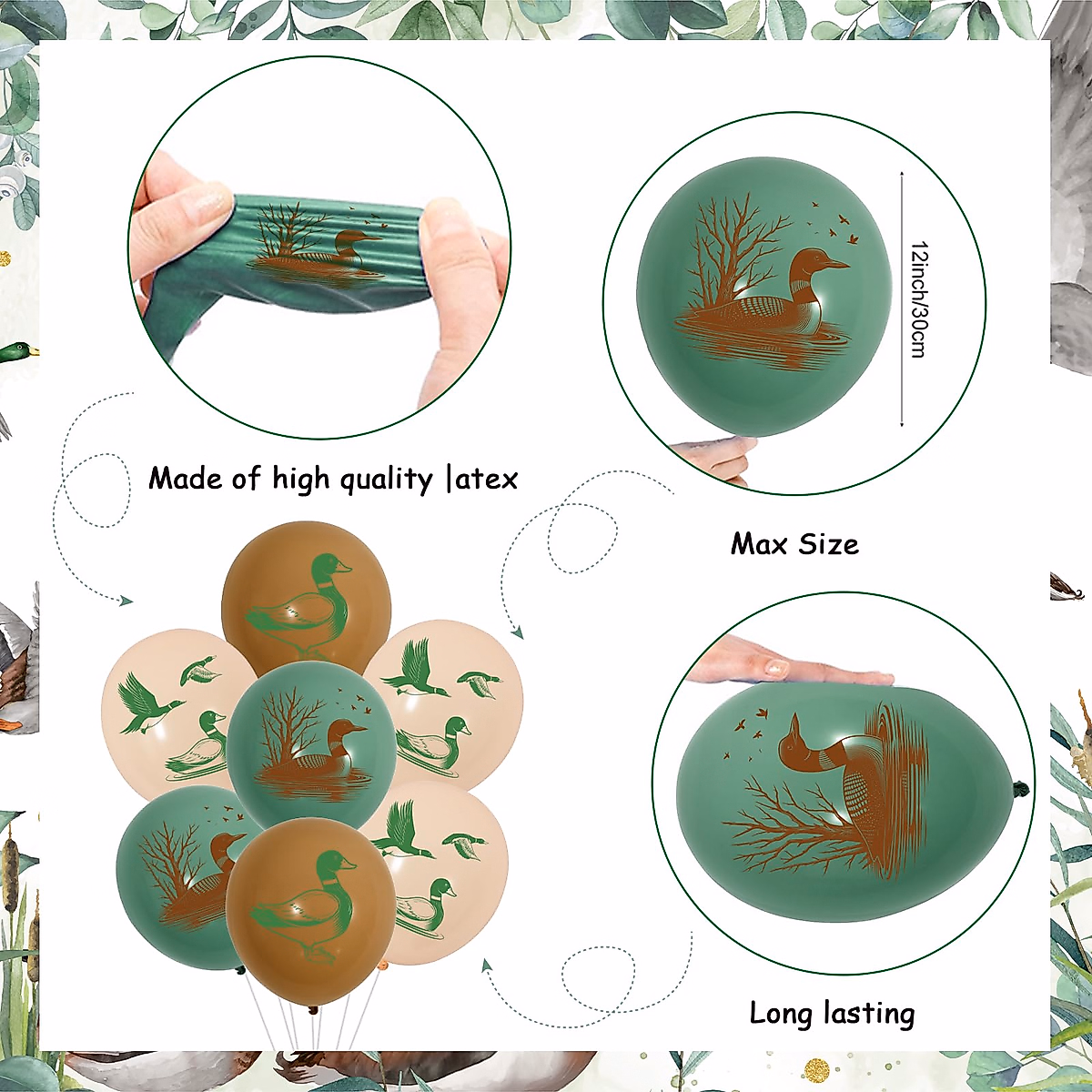 Sursurprise Duck Hunting Party Decorations, 36Pcs Mallard Duck Balloons 12 Inch, Mallard Duck Birthday Baby Shower Decorations Party Supplies