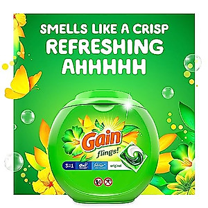 Gain flings Laundry Detergent Soap Pacs HE Compatible Long Lasting Scent, Original Scent, 76 Count