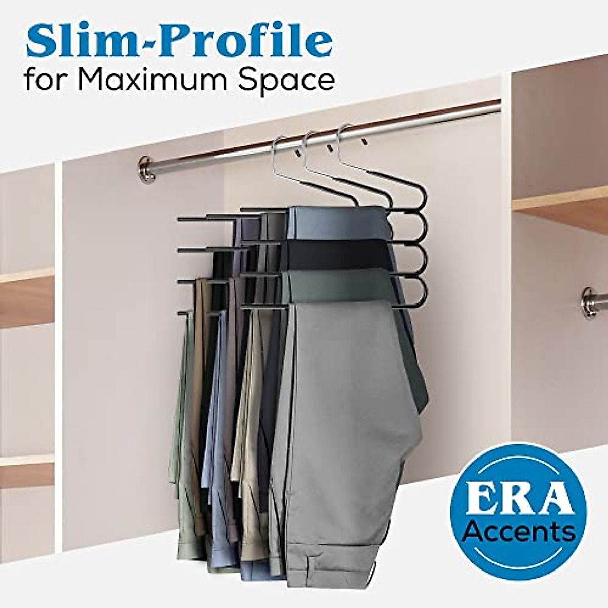 Pants Hangers | Multi Pants Hangers Space Saving- 4 Tier Space Saving Hangers- Metal Hangers for Pants and Jean Hangers, Multi Pant Hangers Non Slip Hangers for Pants Organizer (3)