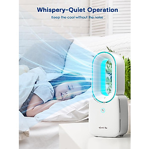 let'me Desk Fan,Portable Bladeless Fan 11.8 inch Small Personal Cooling Fan with 5 Colors Touch Control LED Light,Quiet Table Fan for Home, Office, Bedroom