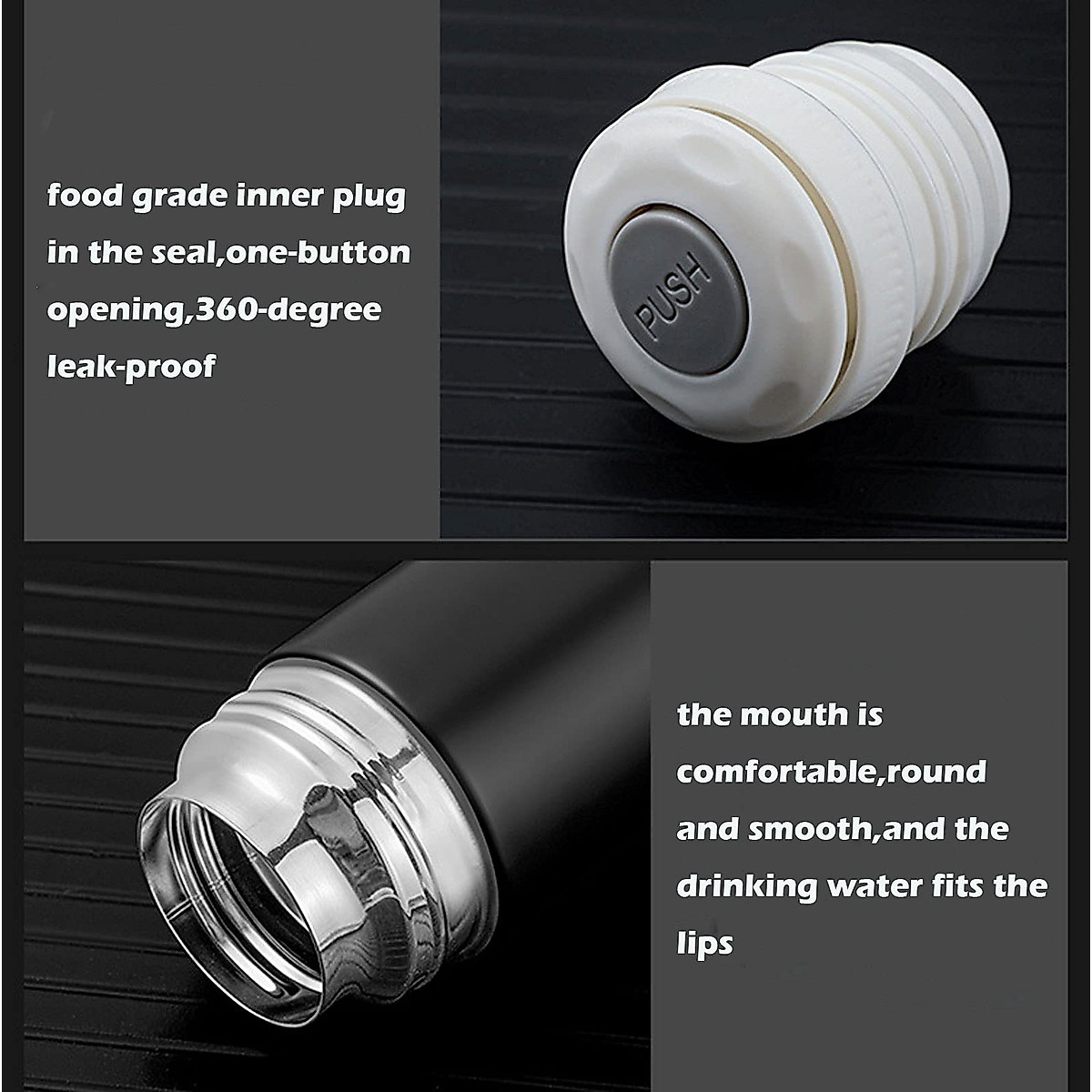 Insulated Water Bottle Travel Coffee Mug Stainless Steel Vacuum Flask Coffee Cups Water Flask for Hot and Cold Drinks 14.2 oz/420ml（Black）