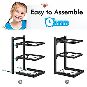 KES Pots and Pans Organizer Adjustable Pot Rack Metal Pan Holder, Heavy Duty Cookware Organizer Pot Rack Organizer Pot Storage Matte Black, KUR510-BK