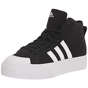 adidas Women's Bravada 2.0 Mid Platform Skate Shoe, Core Black/White/Core Black, 10
